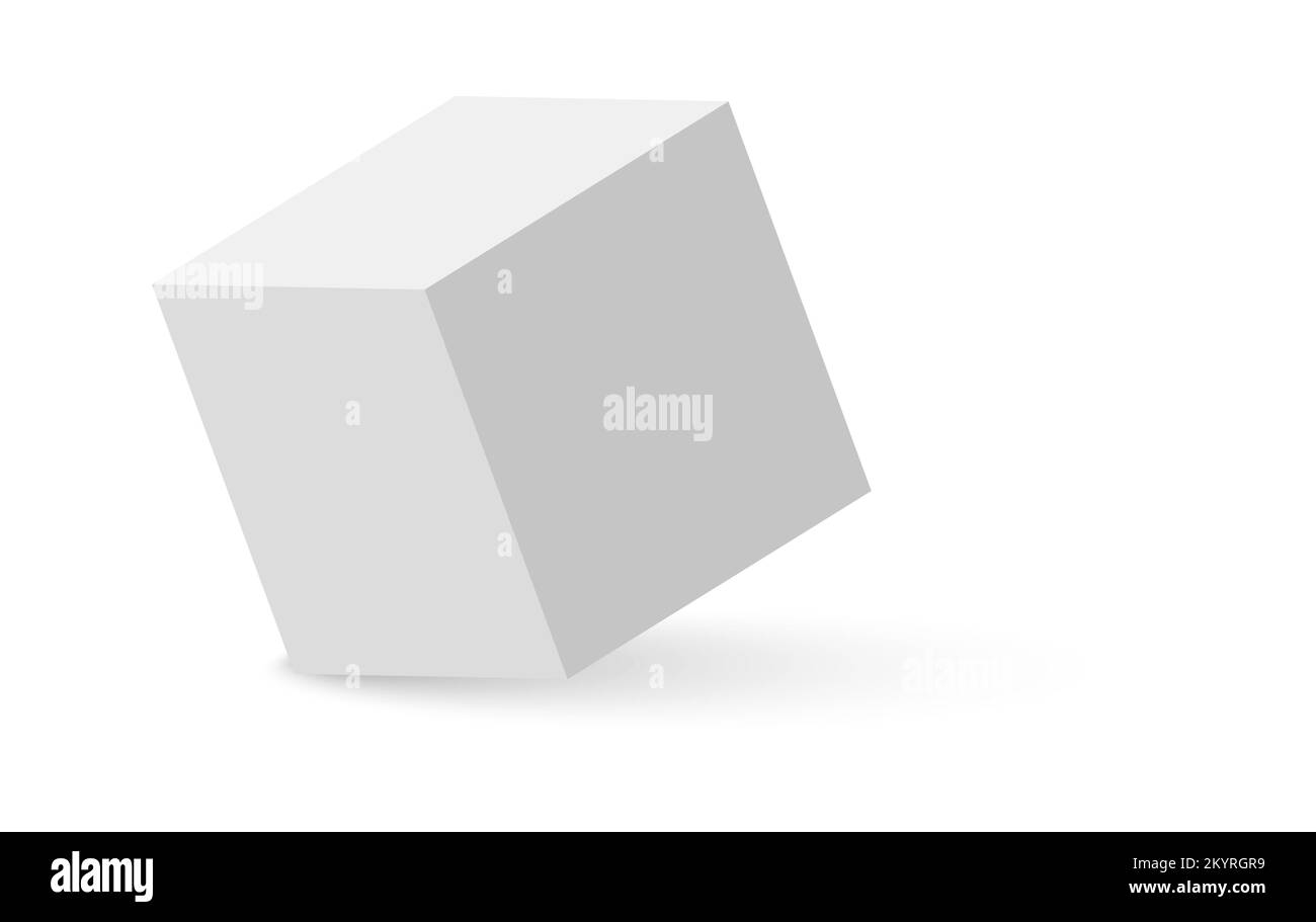 White cube. 3D abstract box with shadow. Geometric paper square empty ...