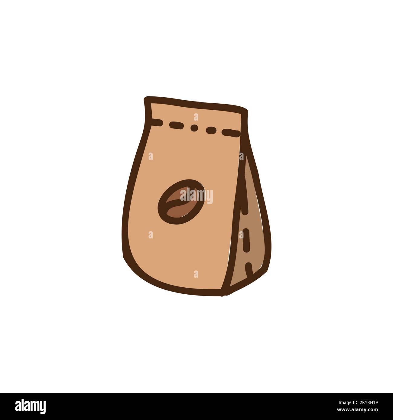 Coffee pack product. Package hand drawn cartoon illustration. Vector ...