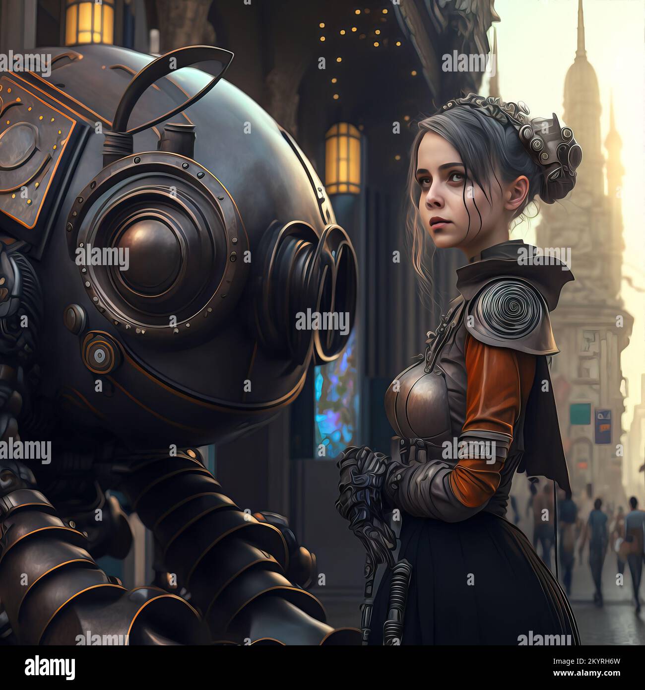 Fantasy woman clock fantasy illustration hi-res stock photography and ...