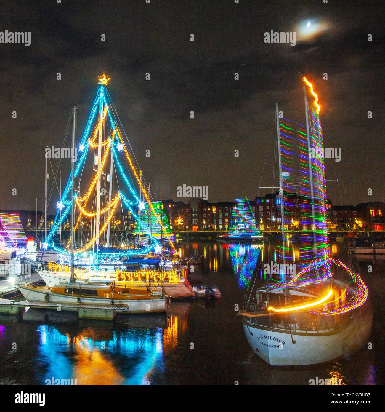 Christmas Lights at Sea. A Bright Holiday Boat Parade in Preston ...