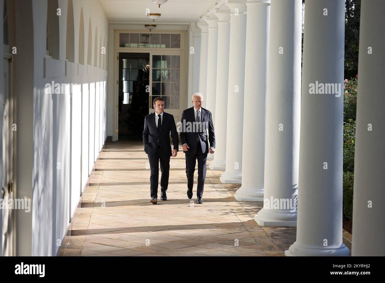 Washington, DC, USA, December 1st 2022. French and US president walk ...