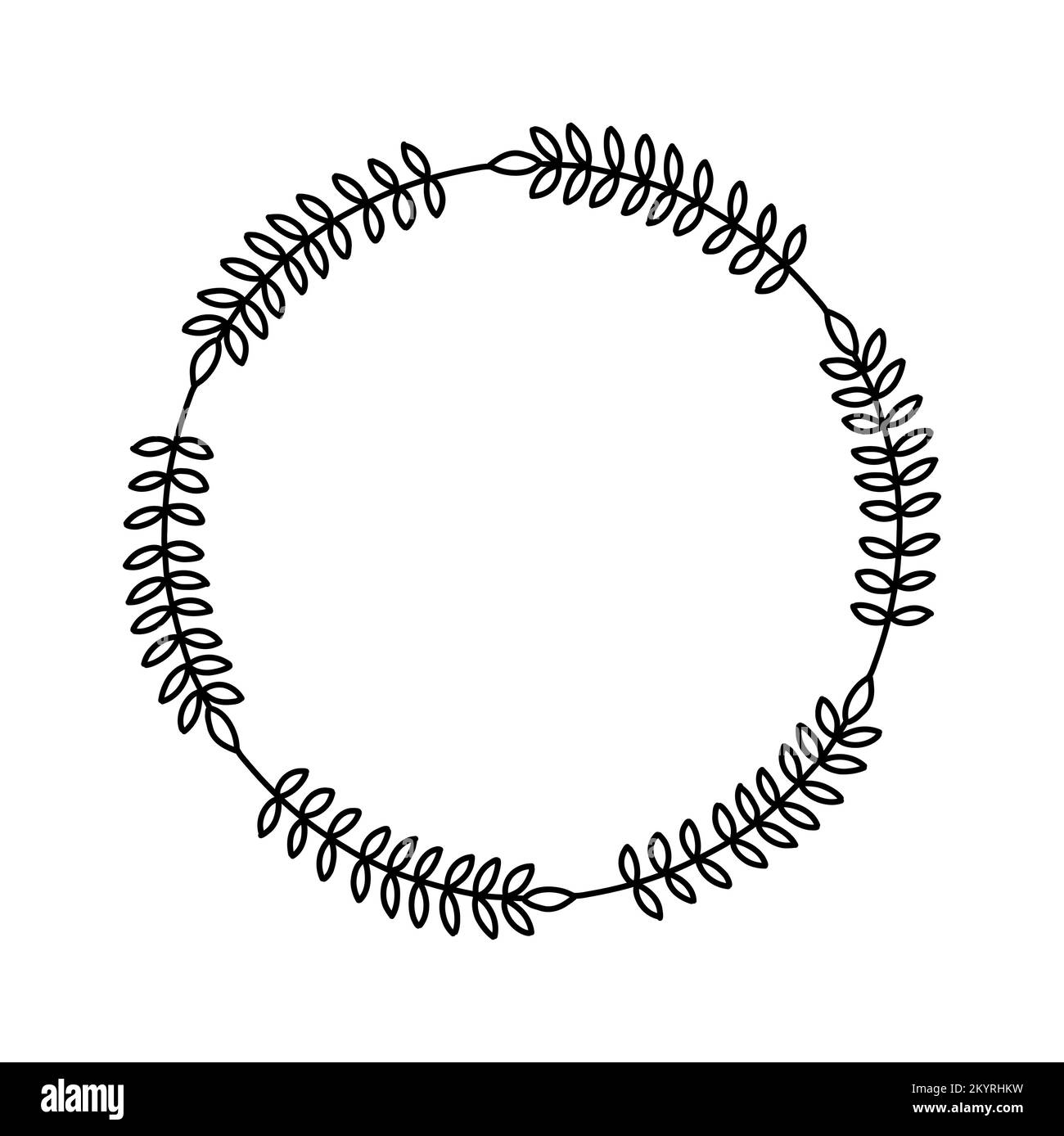 Circle floral wreath. Wedding round botanical frame with leaves. Vector ...