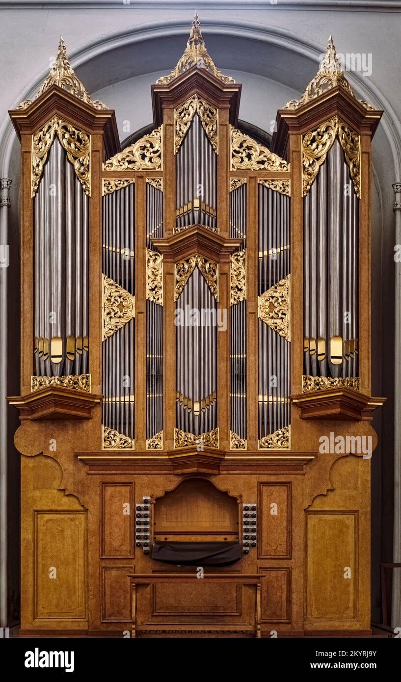 historic pipe organ at a church Stock Photo - Alamy