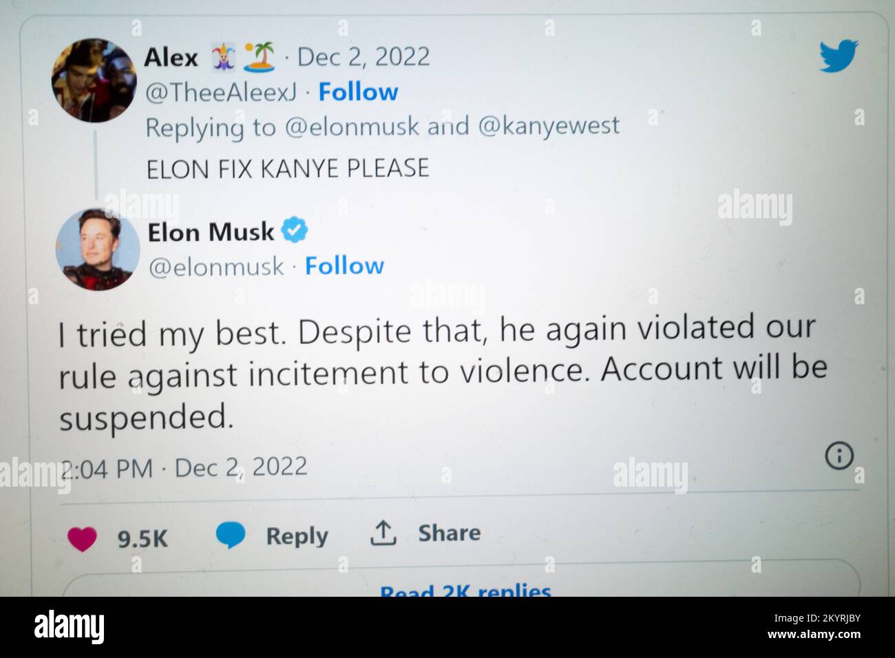 San Francisco, California, USA. 2nd Dec, 2022. Elon Musk responding to ...