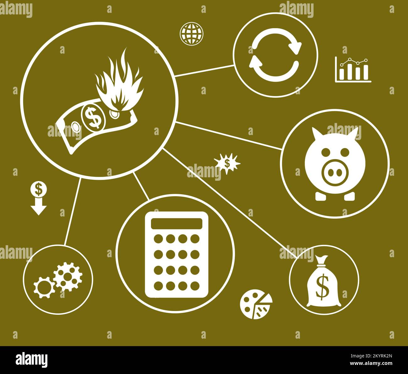 Concept of inflation with connected icons Stock Photo - Alamy