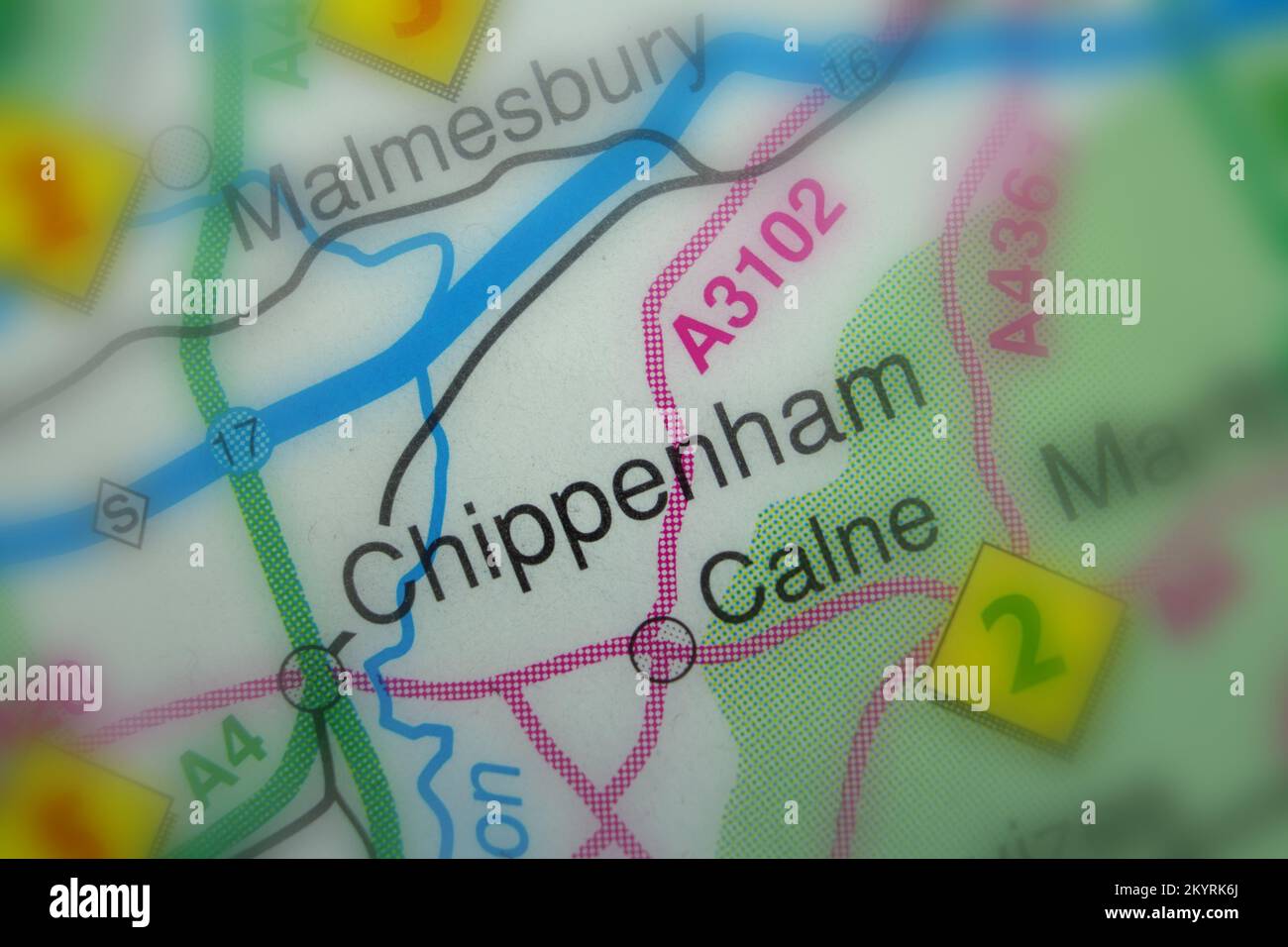 Chippenham, United Kingdom atlas map town name - tilt-shift Stock Photo ...