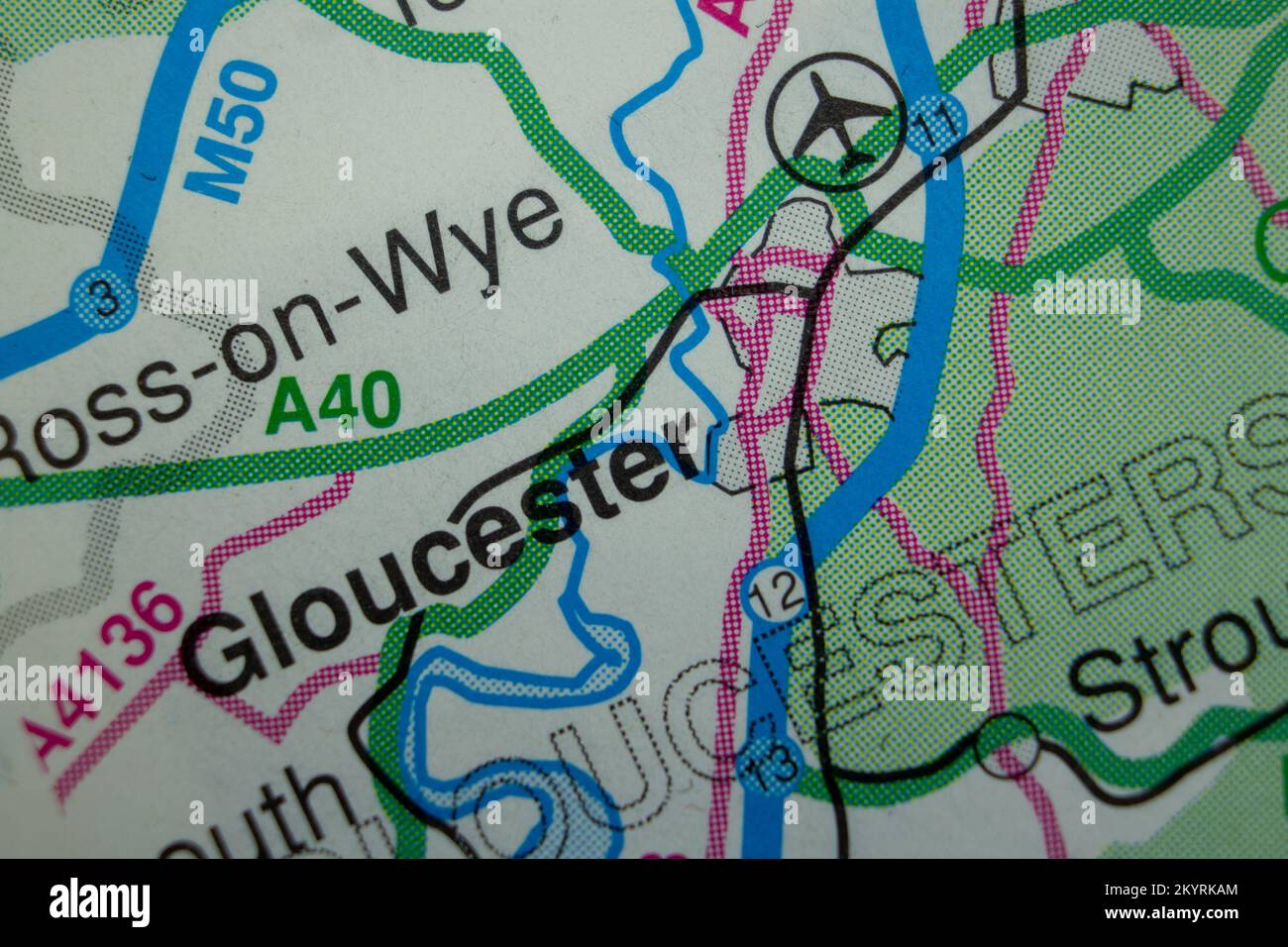 Gloucester, United Kingdom atlas map town name Stock Photo - Alamy