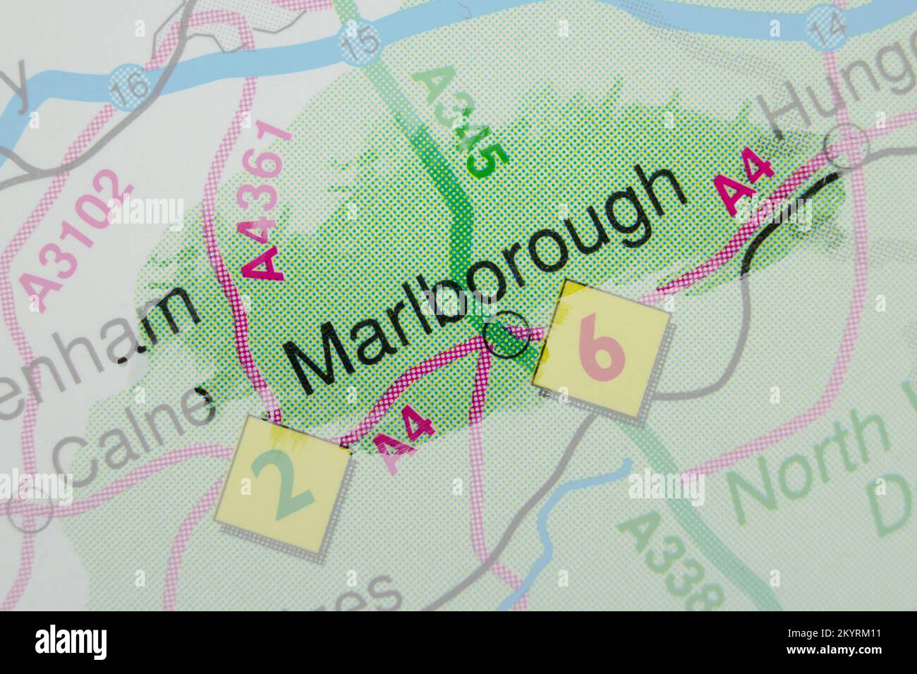 Marlborough, United Kingdom atlas map town name - tilt-shift Stock ...