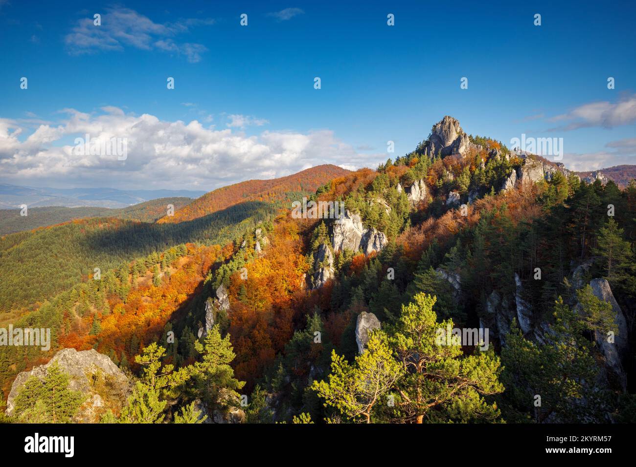 Mountain landscape during autumn morning. The Sulov Rocks, national ...
