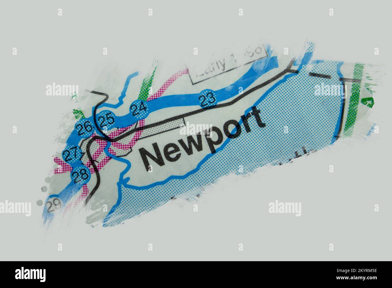 Newport, United Kingdom atlas map town name - painting Stock Photo - Alamy