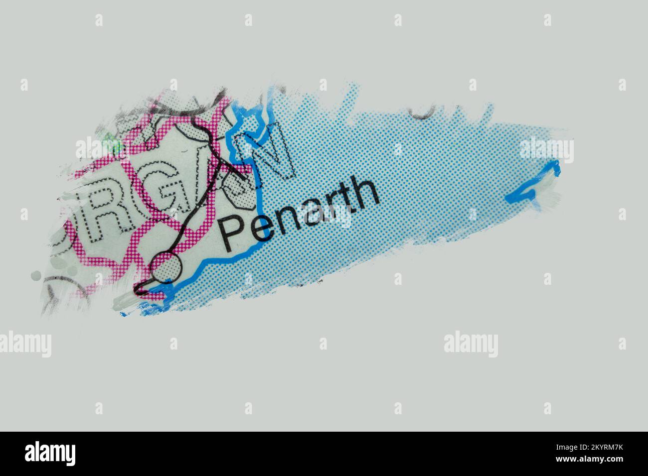 Penarth, United Kingdom atlas map town name - painting Stock Photo - Alamy