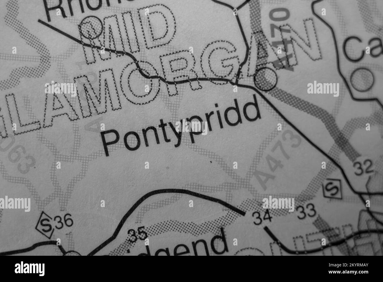 Map of pontypridd Black and White Stock Photos & Images - Alamy