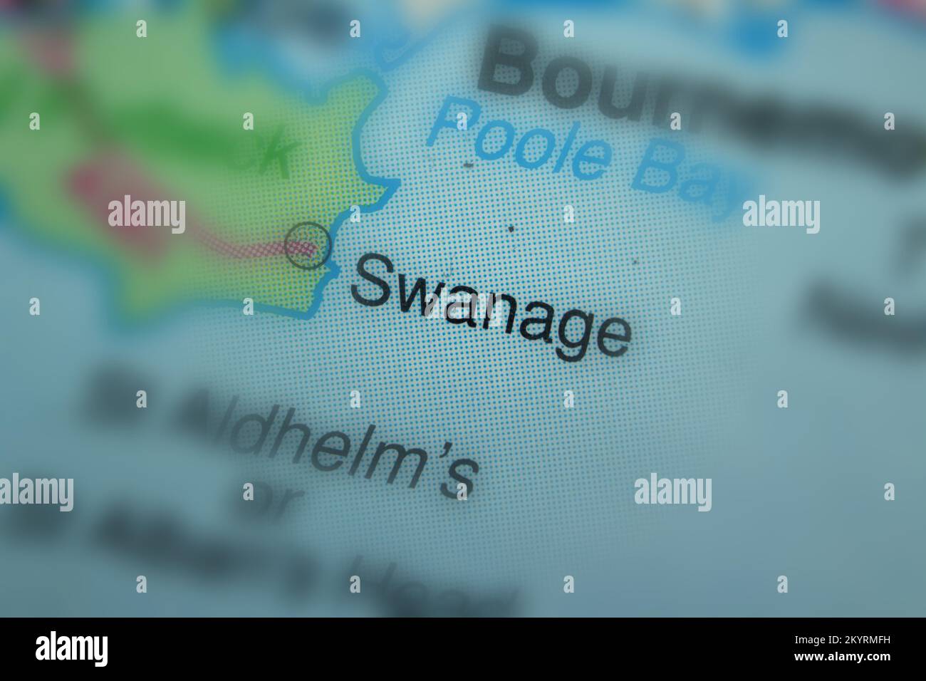 Swanage, United Kingdom atlas map town name - tilt-shift Stock Photo ...