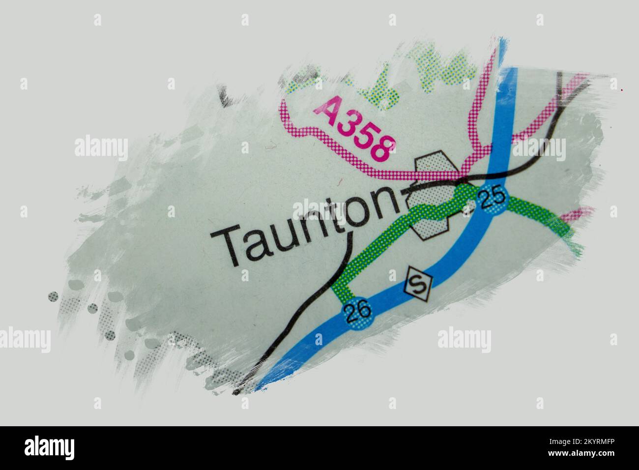 Taunton, United Kingdom atlas map town name - painting Stock Photo - Alamy