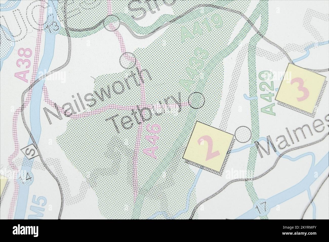 Tetbury, United Kingdom atlas map town name - line drawing Stock Photo ...