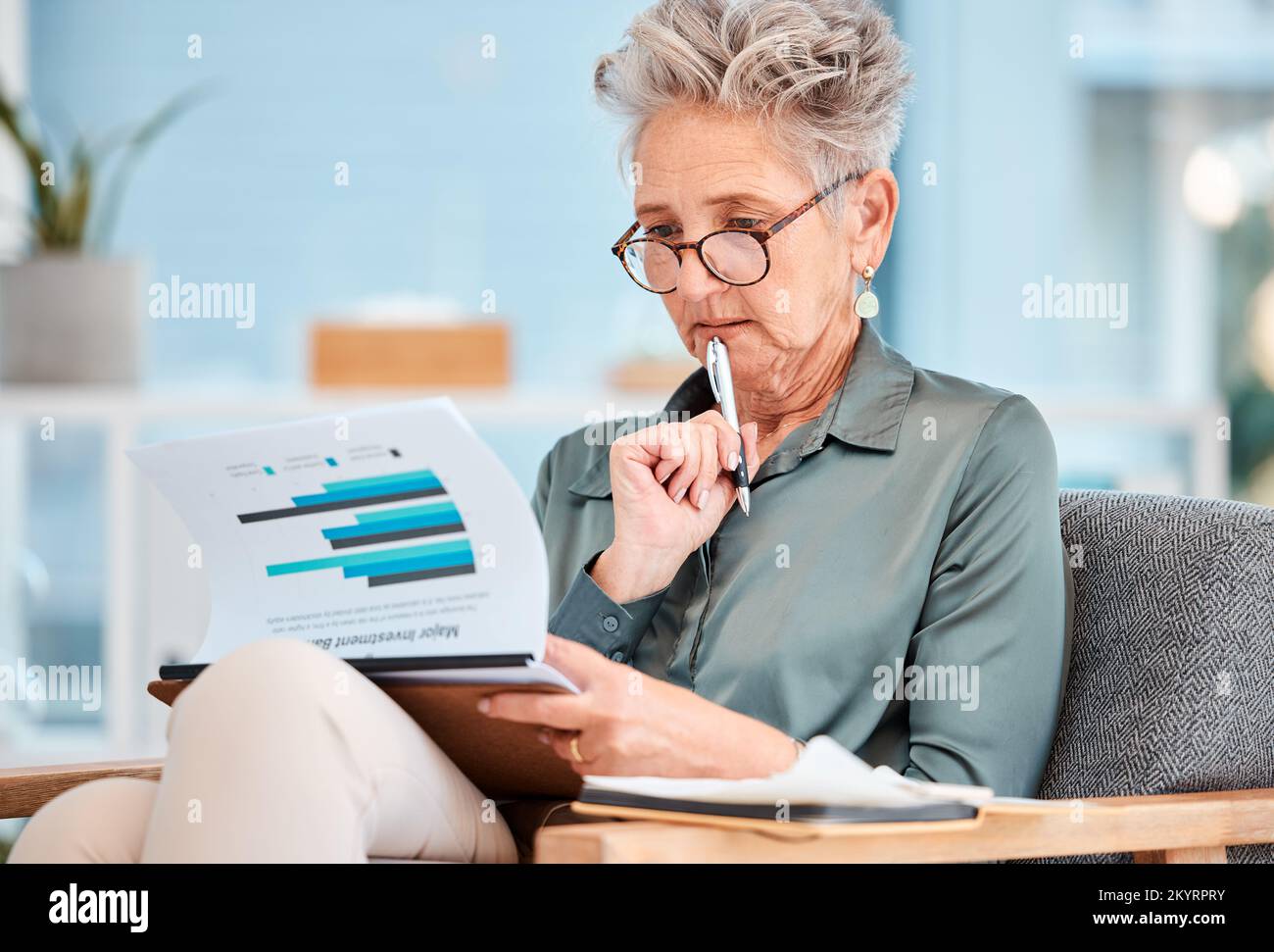 Finance report, data and business woman planning company budget ...