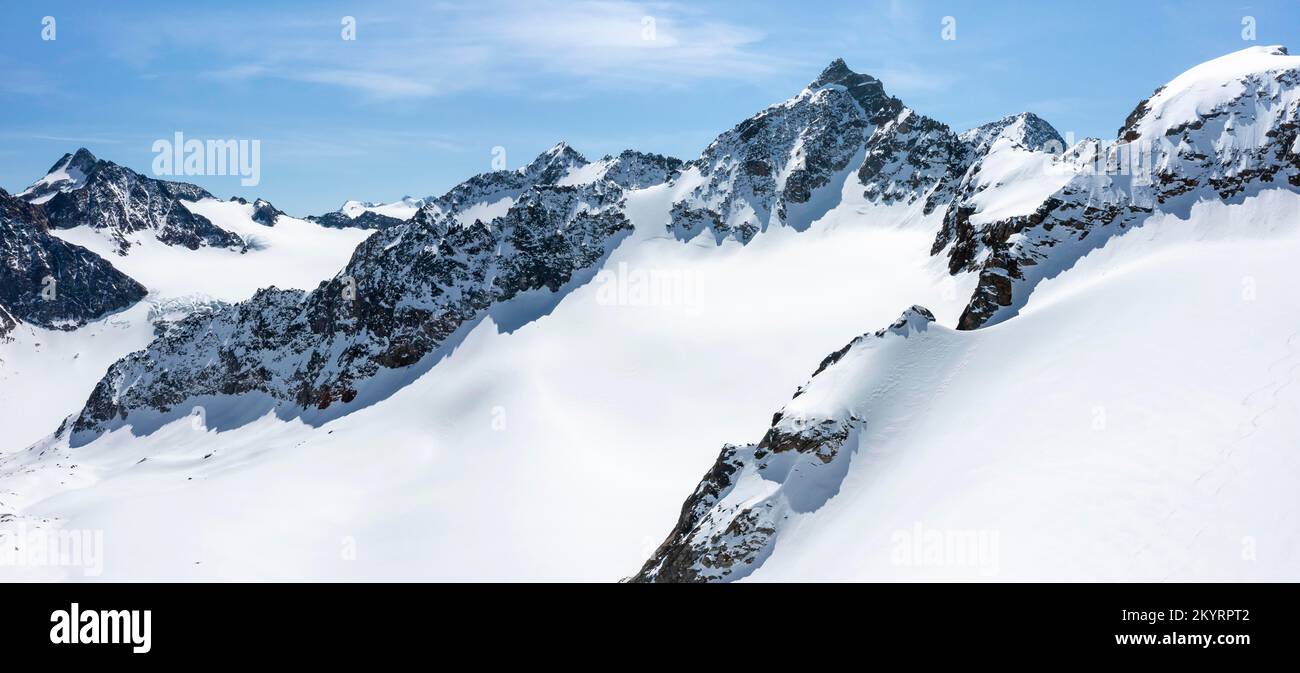 Alpine panorama, Vorderer Wilder Turm, high mountains with glacier ...