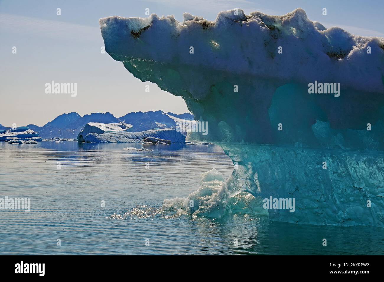 Bizarre iceberg on a fjord, silence, stillness, barren landscape, ice ...