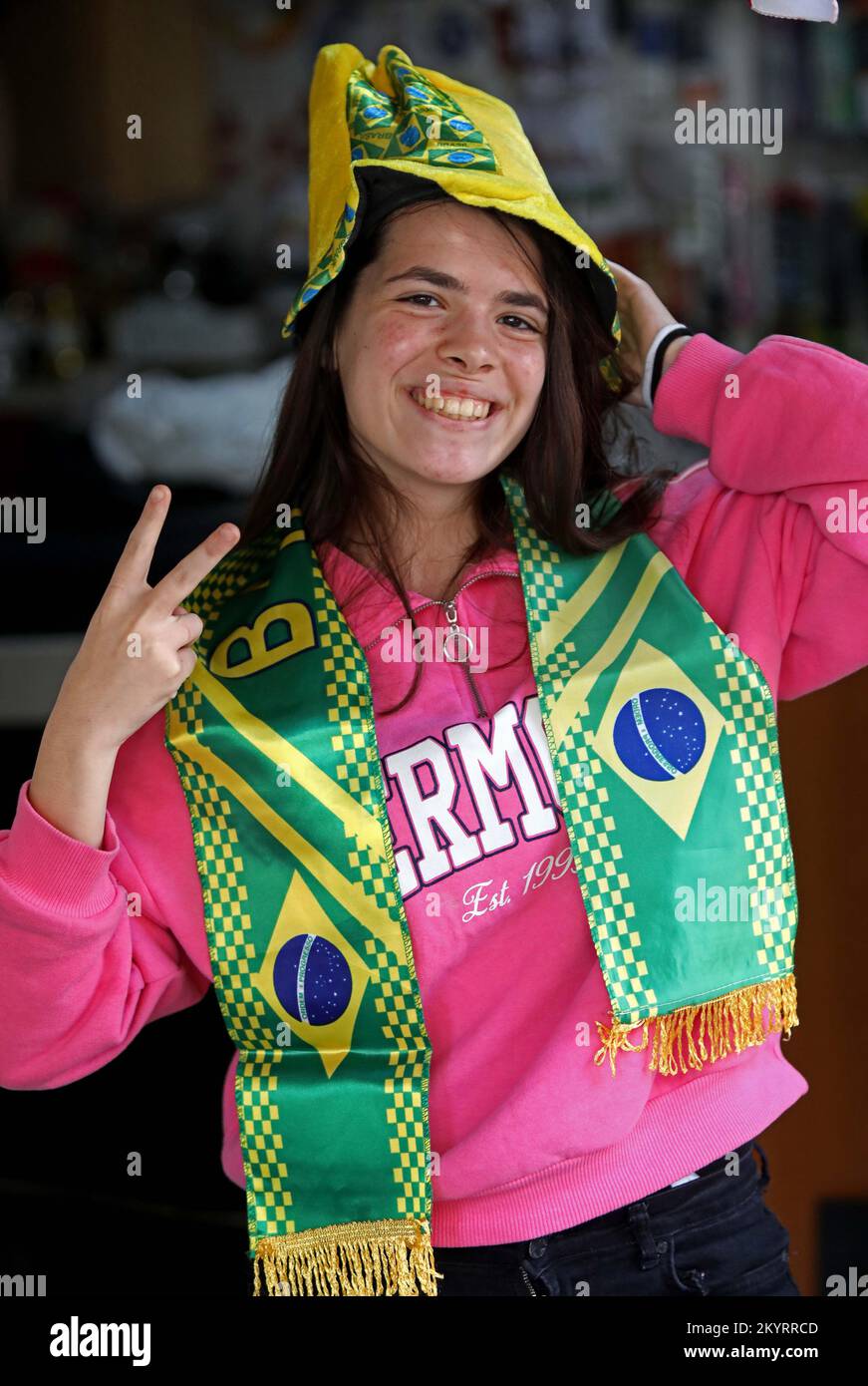 Beirut, Lebanon. 1st Dec, 2022. A Lebanese women wearing decorations of ...