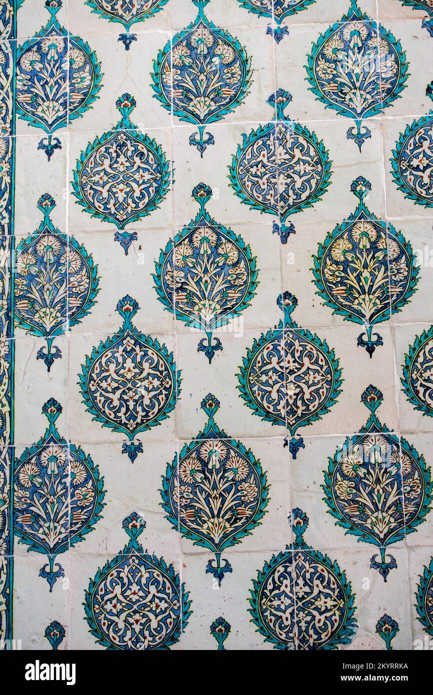 Ottoman ancient Handmade Turkish Tiles with floral patterns Stock Photo ...