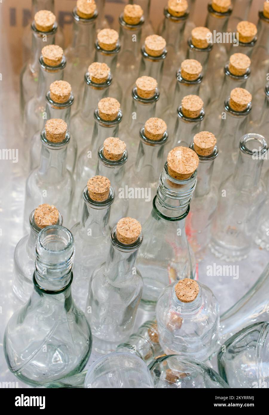Set of Empty small transparent bottles Stock Photo - Alamy