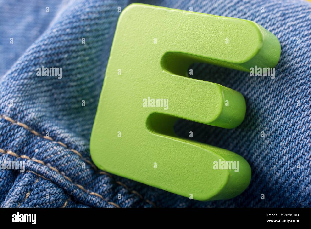 E Letter cubes of Alphabet made of wood Stock Photo - Alamy