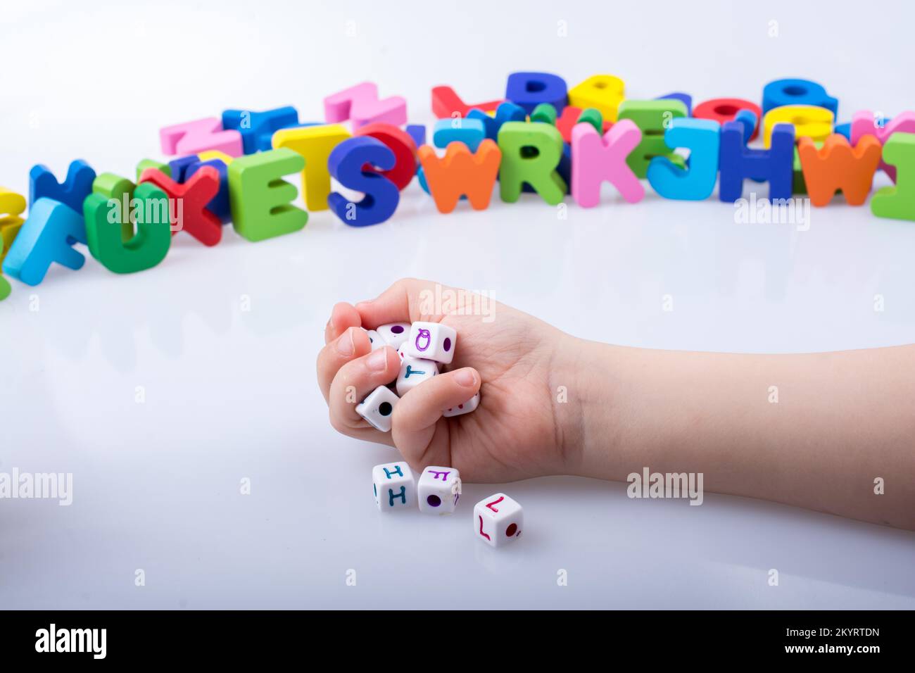 Letter cubes of Alphabet made of wood Stock Photo - Alamy