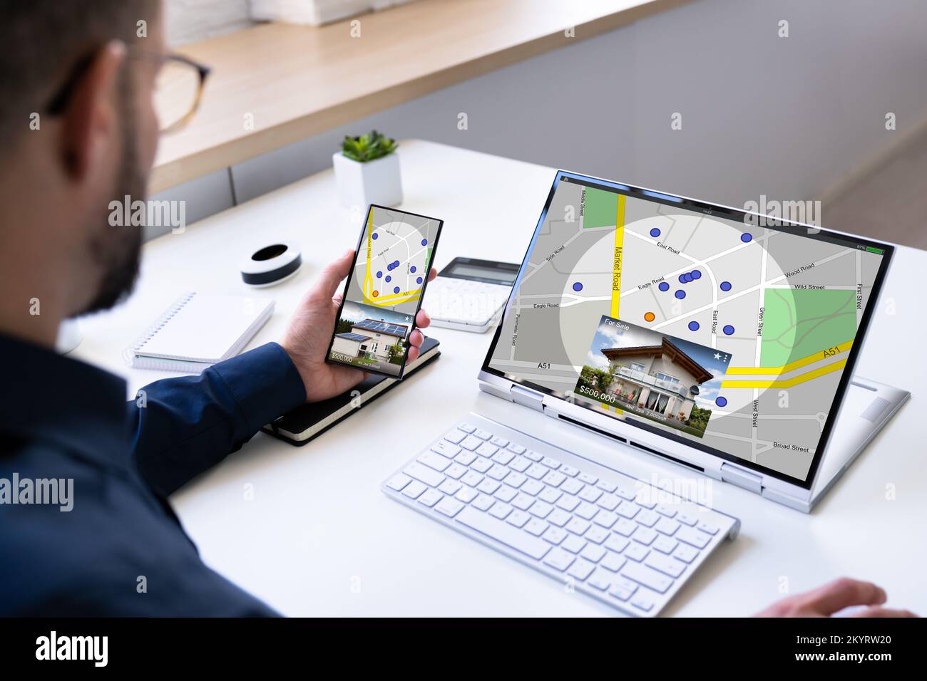 Online Real Estate Search On Computer. House Property Listing Stock ...