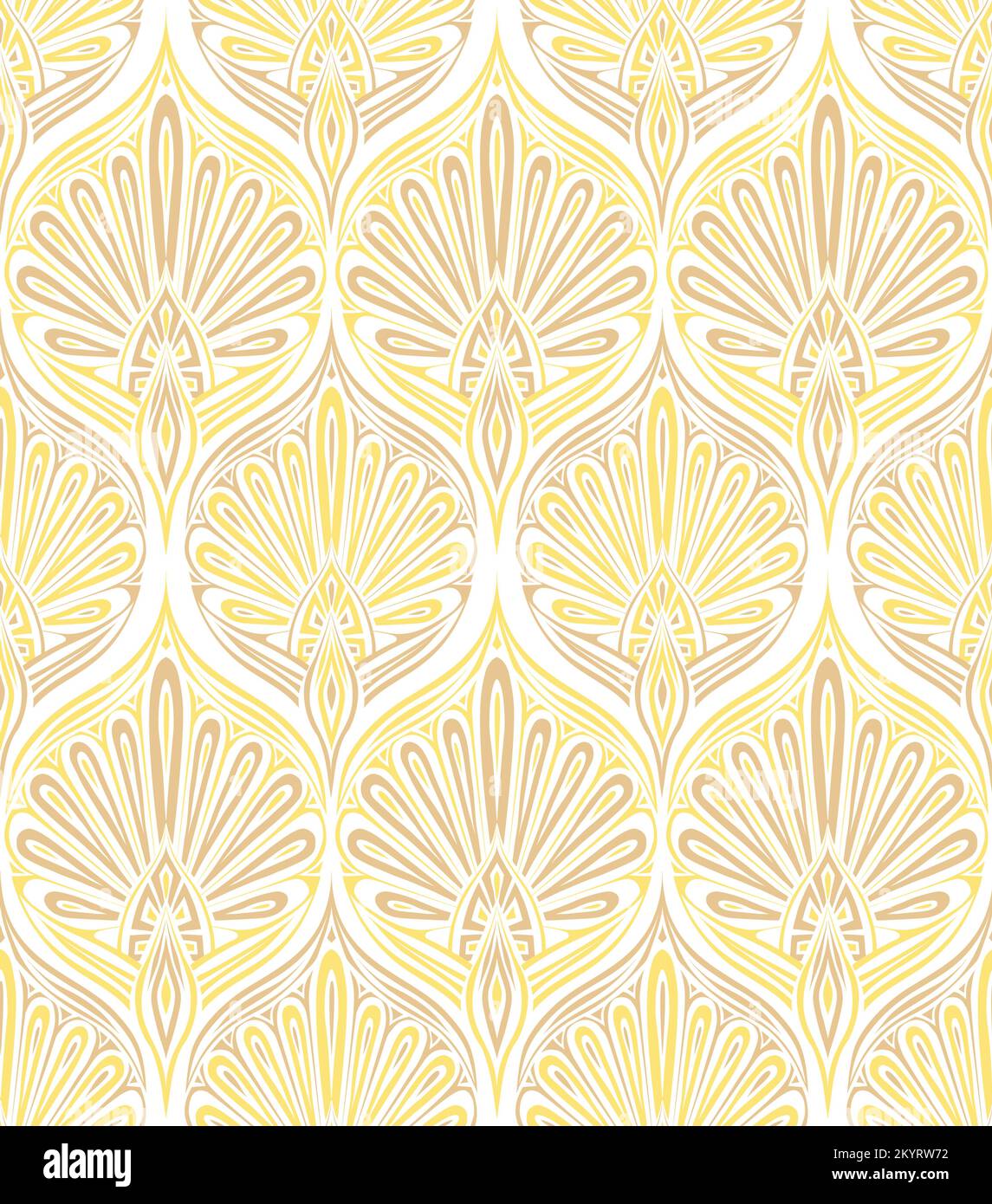 Luxury vintage vector pattern. Tracery yellow damask ornament on a ...