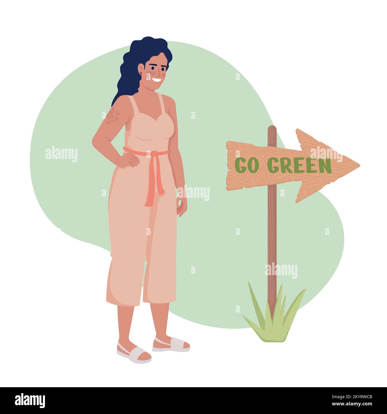 Go green thinking 2D vector isolated illustration Stock Vector Image ...