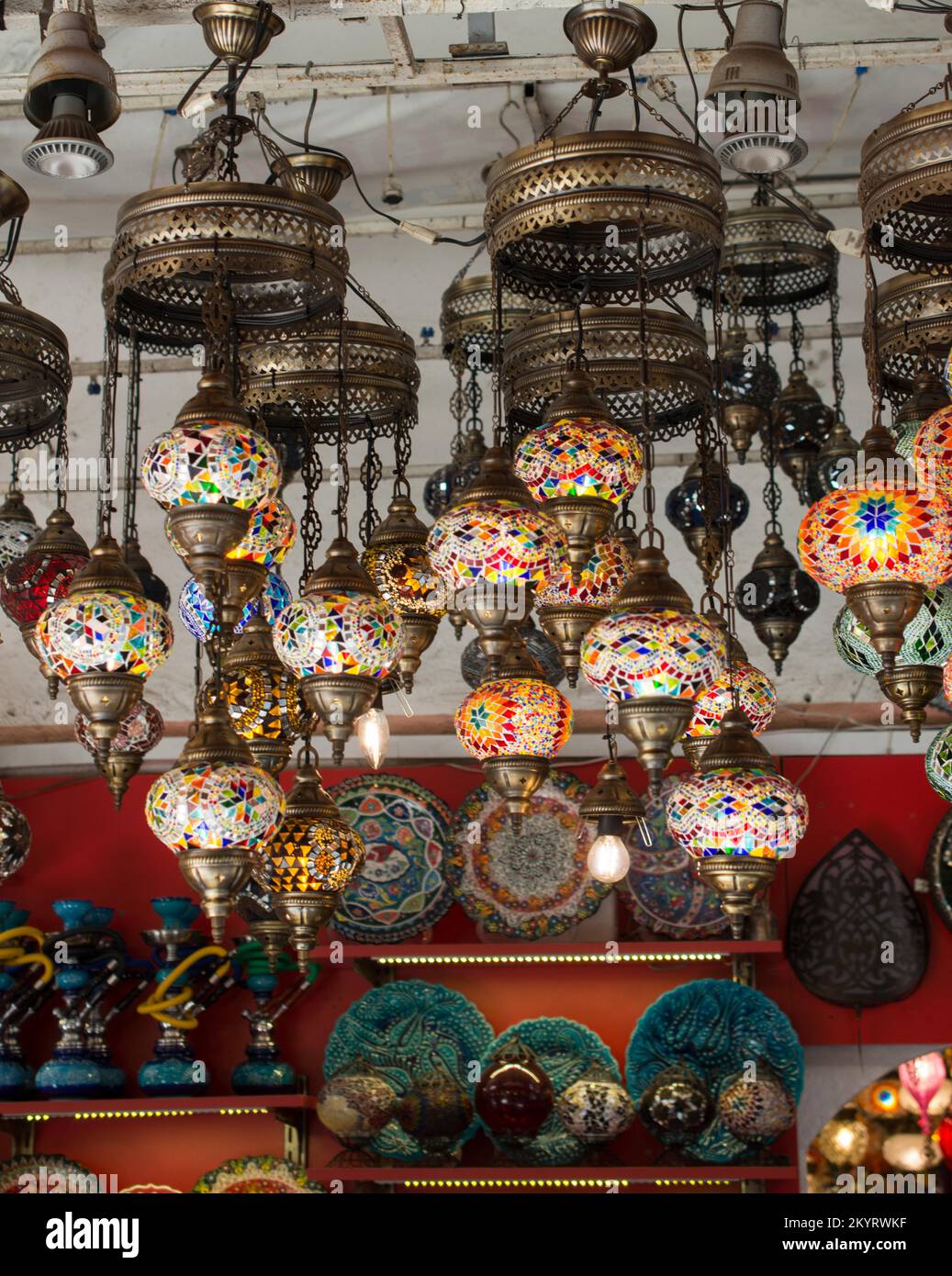Mosaic Ottoman lamps from Grand Bazaar in Istanbul Stock Photo - Alamy