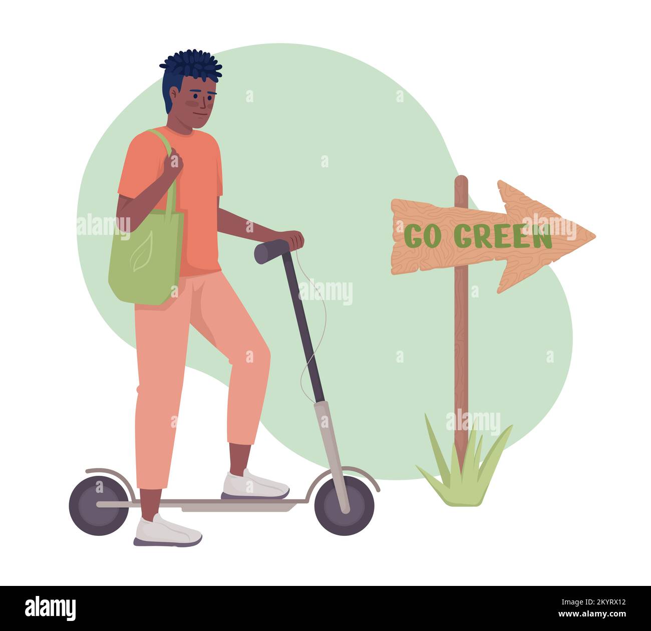 Man with electric scooter 2D vector isolated illustration Stock Vector ...