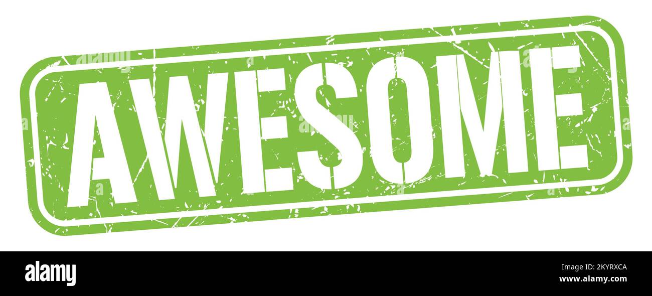 AWESOME text written on green grungy stamp sign Stock Photo - Alamy