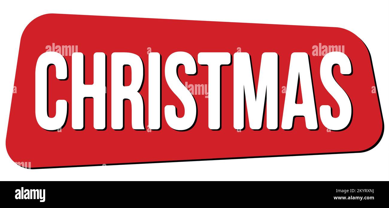 CHRISTMAS text written on red trapeze stamp sign Stock Photo - Alamy