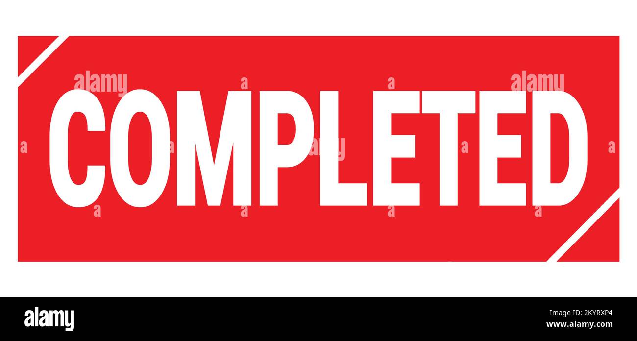 COMPLETED text written on red grungy stamp sign Stock Photo - Alamy