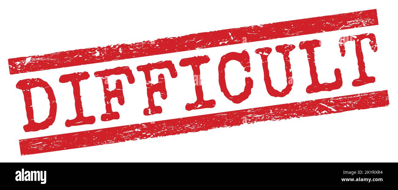 DIFFICULT text written on red grungy lines stamp sign Stock Photo - Alamy