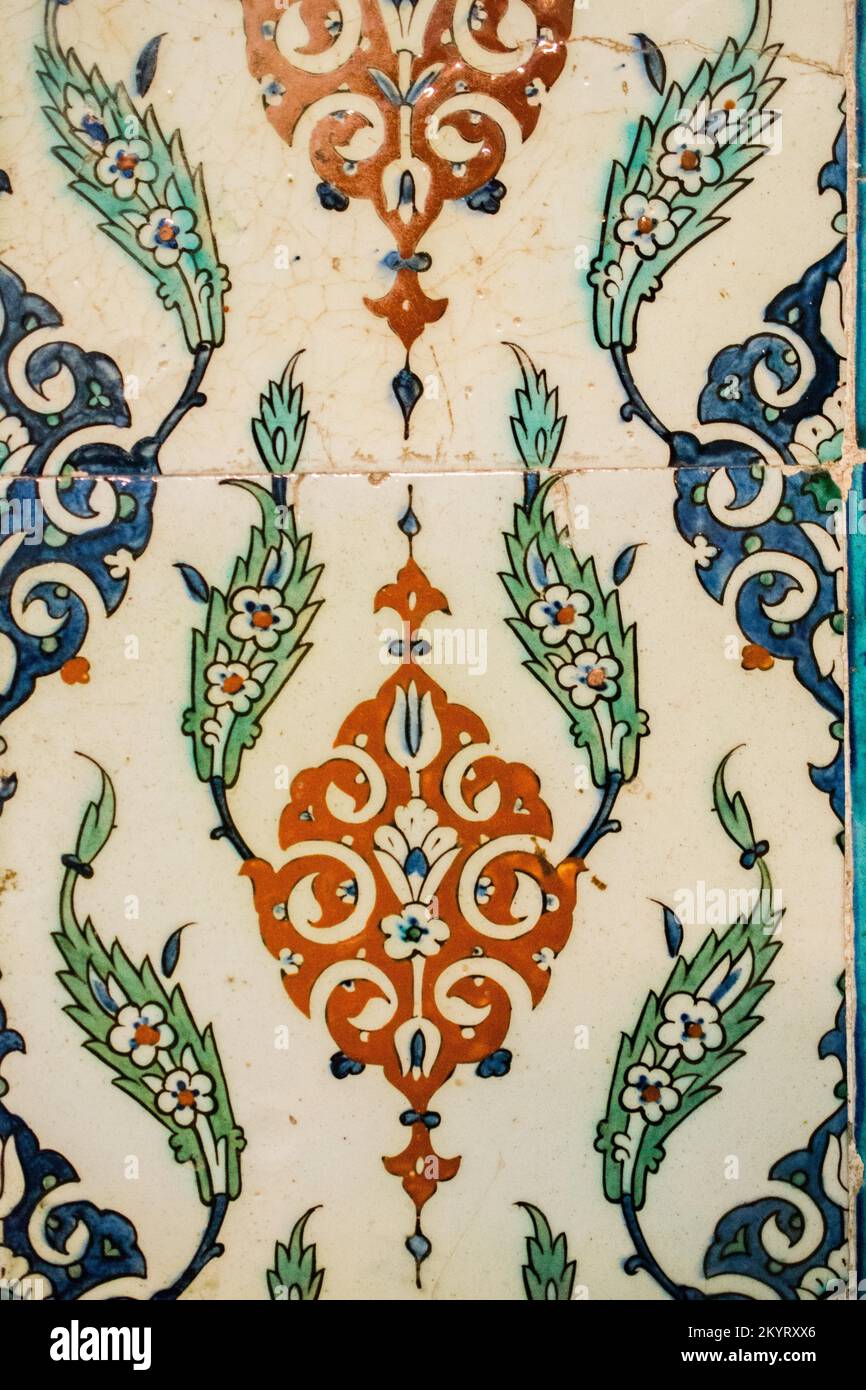Ottoman ancient Handmade Turkish Tiles with floral patterns Stock Photo ...