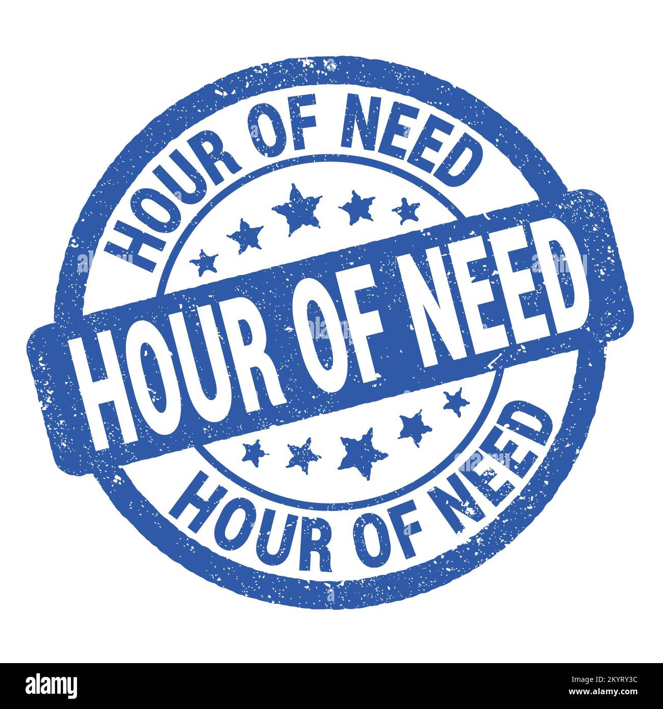 HOUR OF NEED text written on blue grungy stamp sign Stock Photo - Alamy