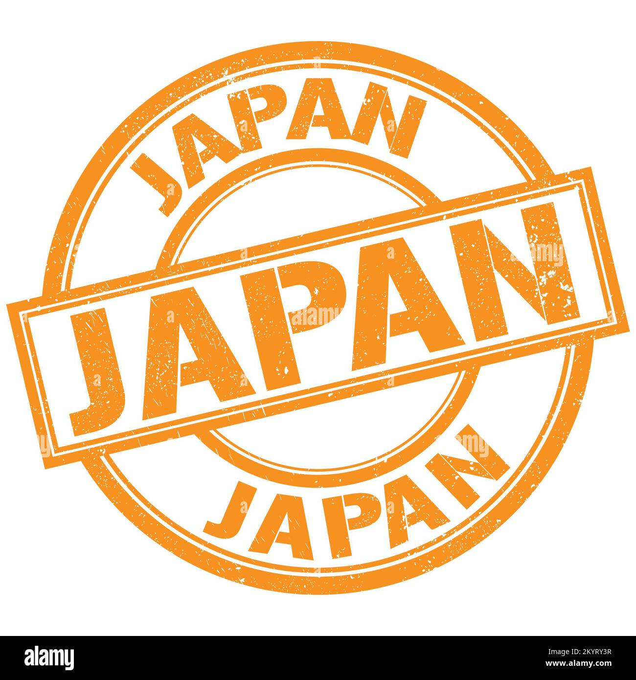JAPAN text written on orange round stamp sign Stock Photo - Alamy