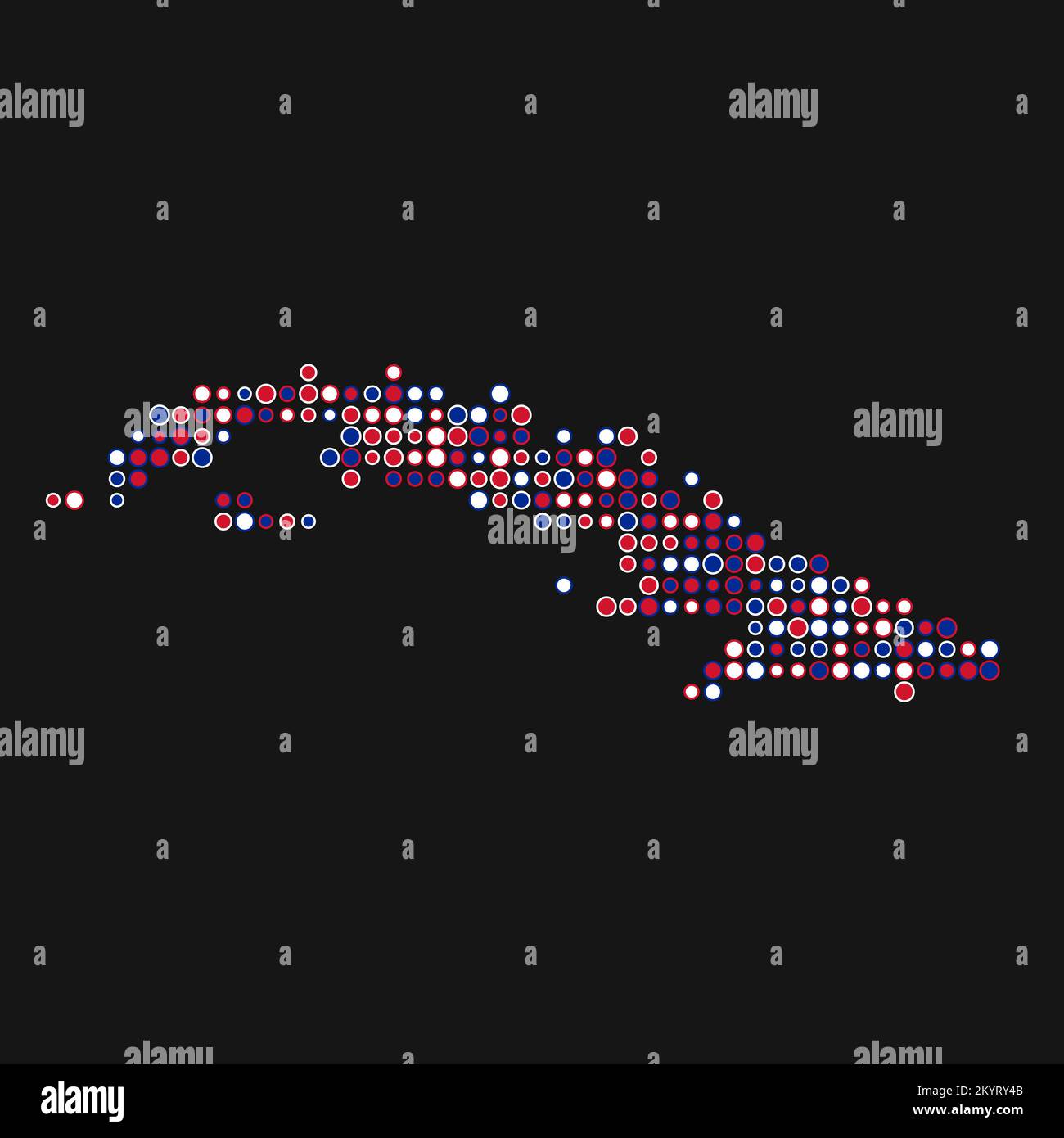 Cuba Map Silhouette Pixelated generative pattern illustration Stock ...