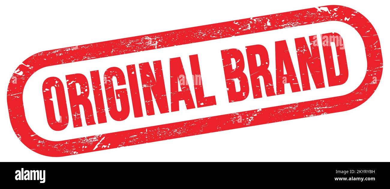 ORIGINAL BRAND, text on red rectangle stamp sign Stock Photo - Alamy