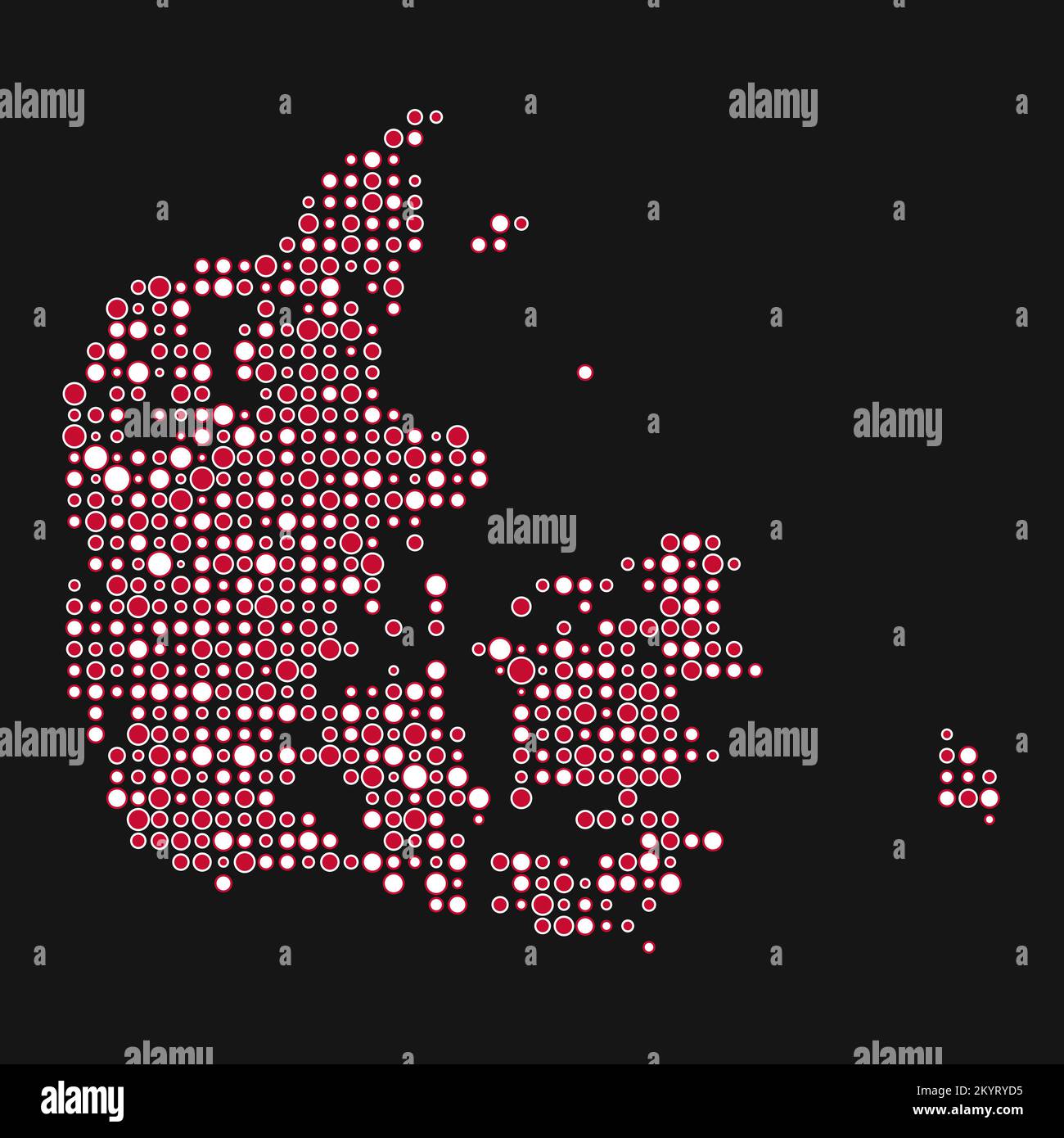Denmark Map Silhouette Pixelated generative pattern illustration Stock ...