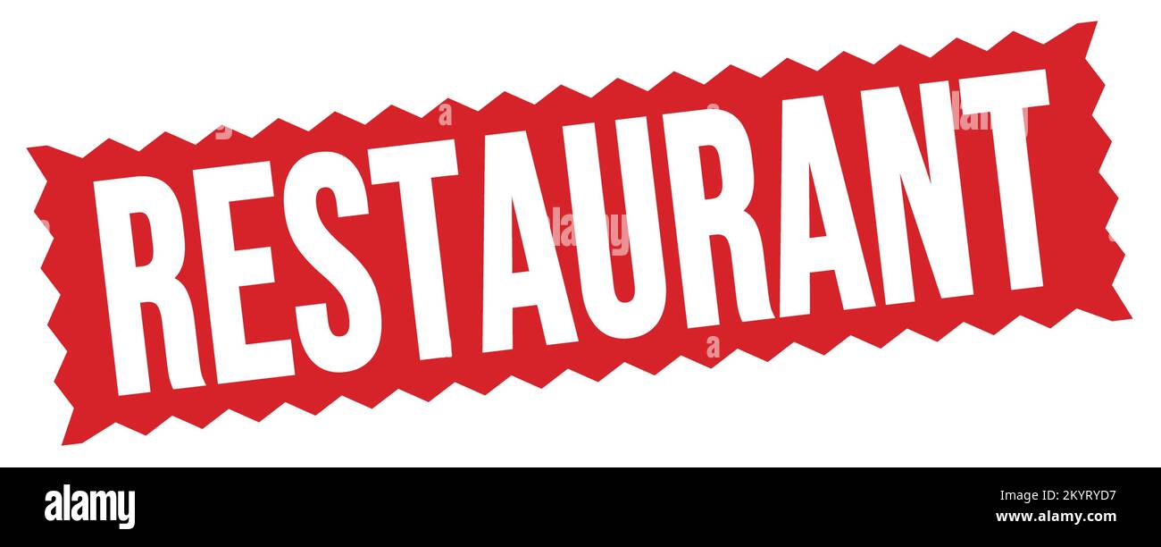 RESTAURANT text written on red zig-zag stamp sign Stock Photo - Alamy