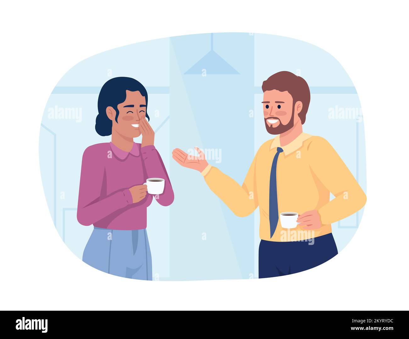 Coworkers during break 2D vector isolated illustration Stock Vector ...