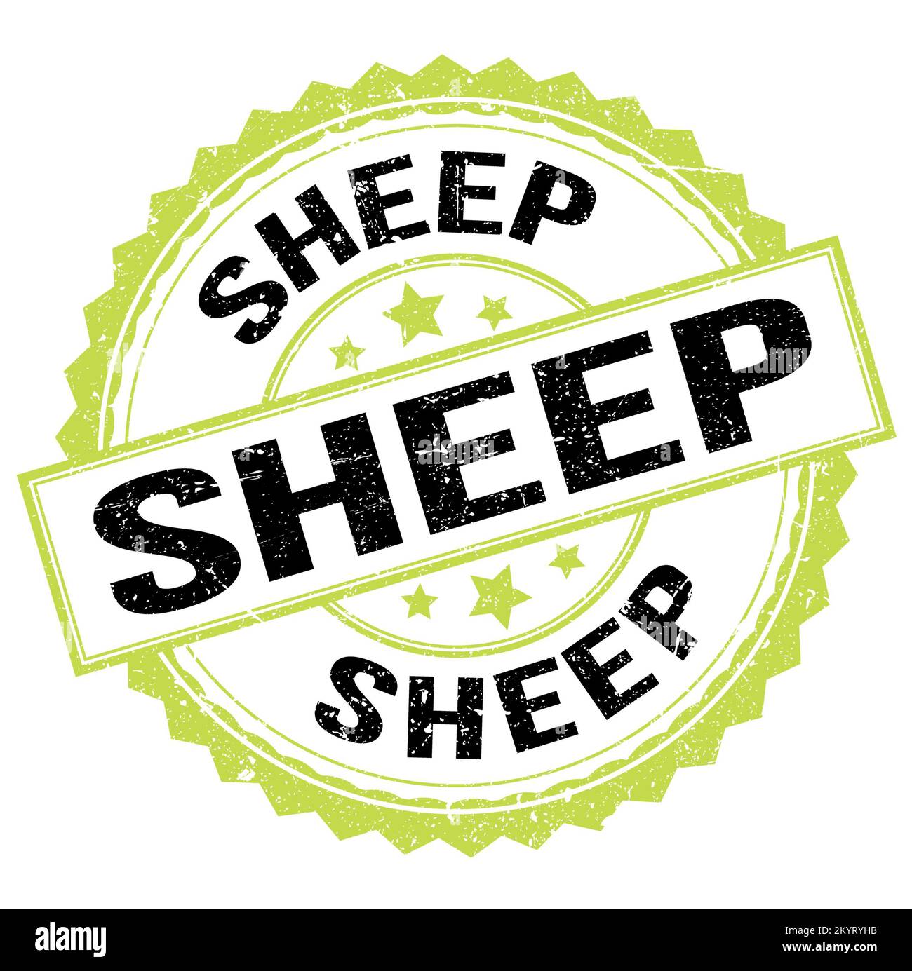 SHEEP text written on green-black round stamp sign Stock Photo - Alamy