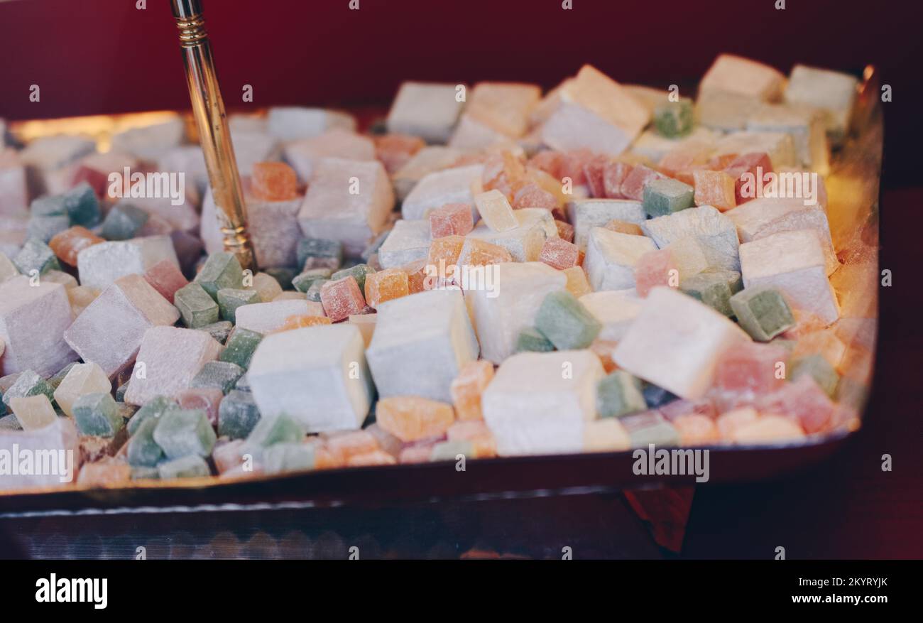Load of traditional turkish delight lokum candy Stock Photo - Alamy