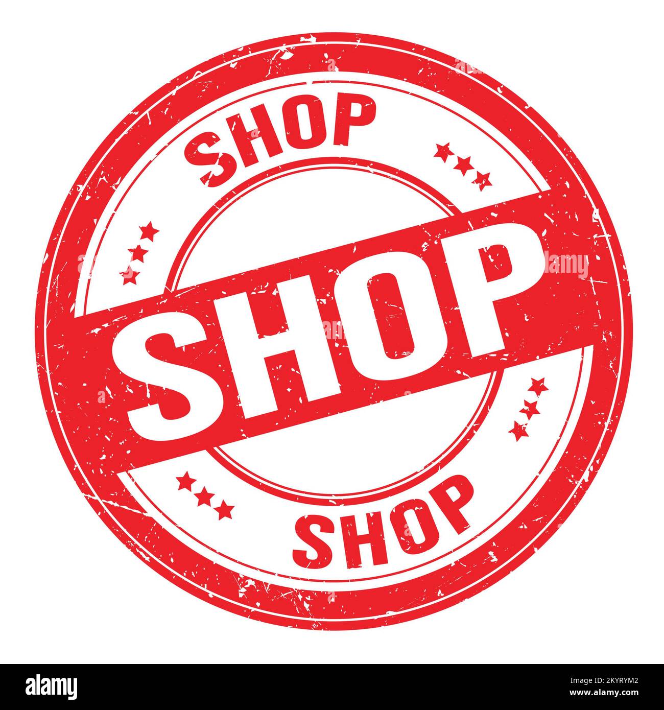 SHOP text written on red round grungy stamp sign Stock Photo - Alamy
