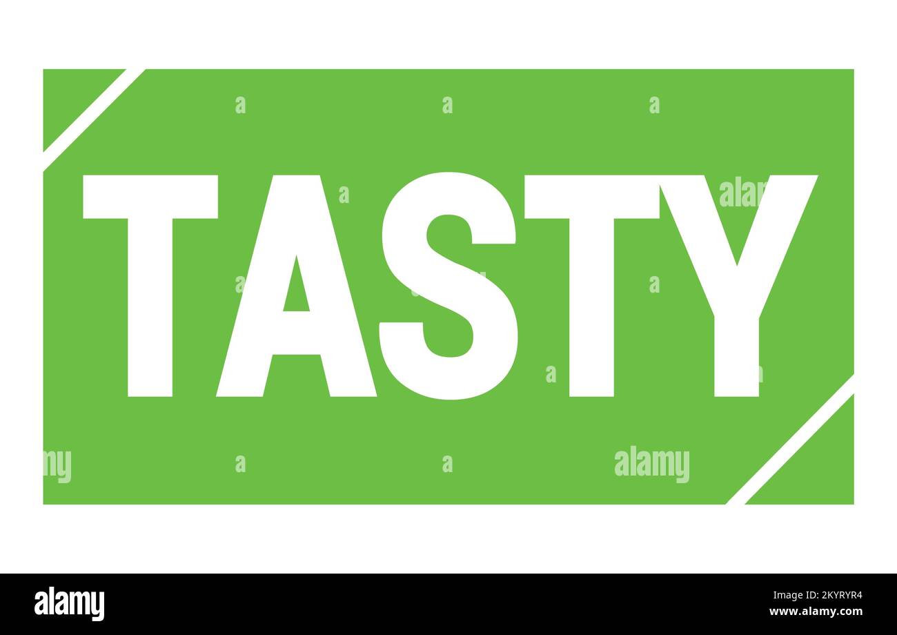 TASTY text written on green rectangle stamp sign Stock Photo - Alamy