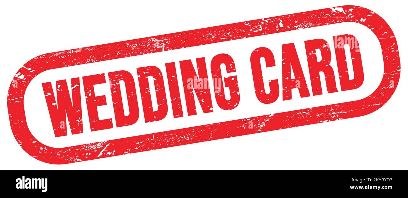 WEDDING CARD, text on red rectangle stamp sign Stock Photo - Alamy