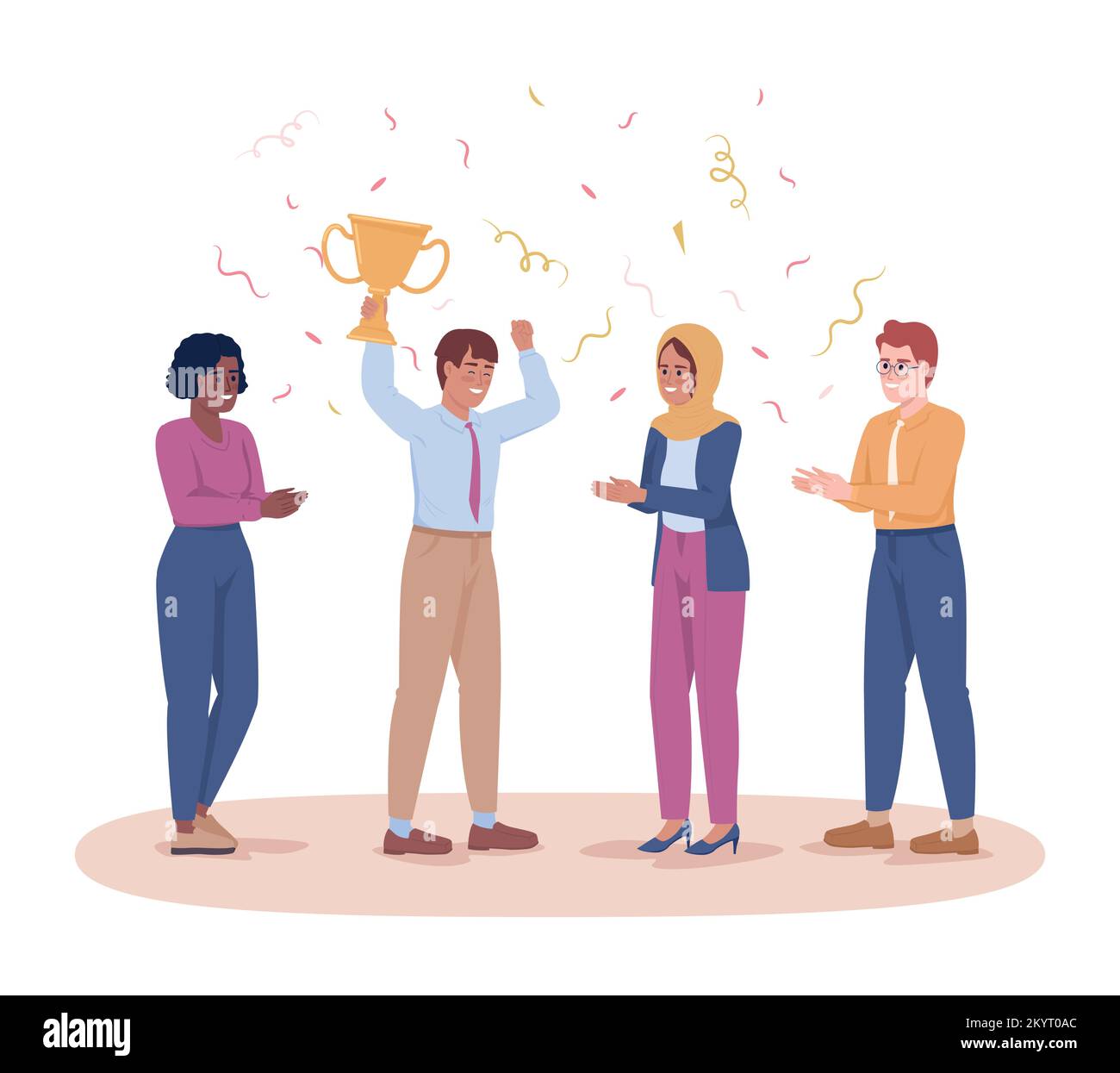 Celebrating business success 2D vector isolated illustration Stock ...